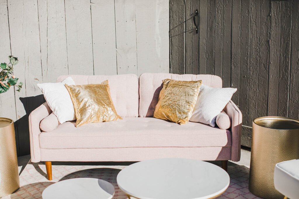 Daniella Pink Sofa Rental - A to Z Event Rentals, LLC.