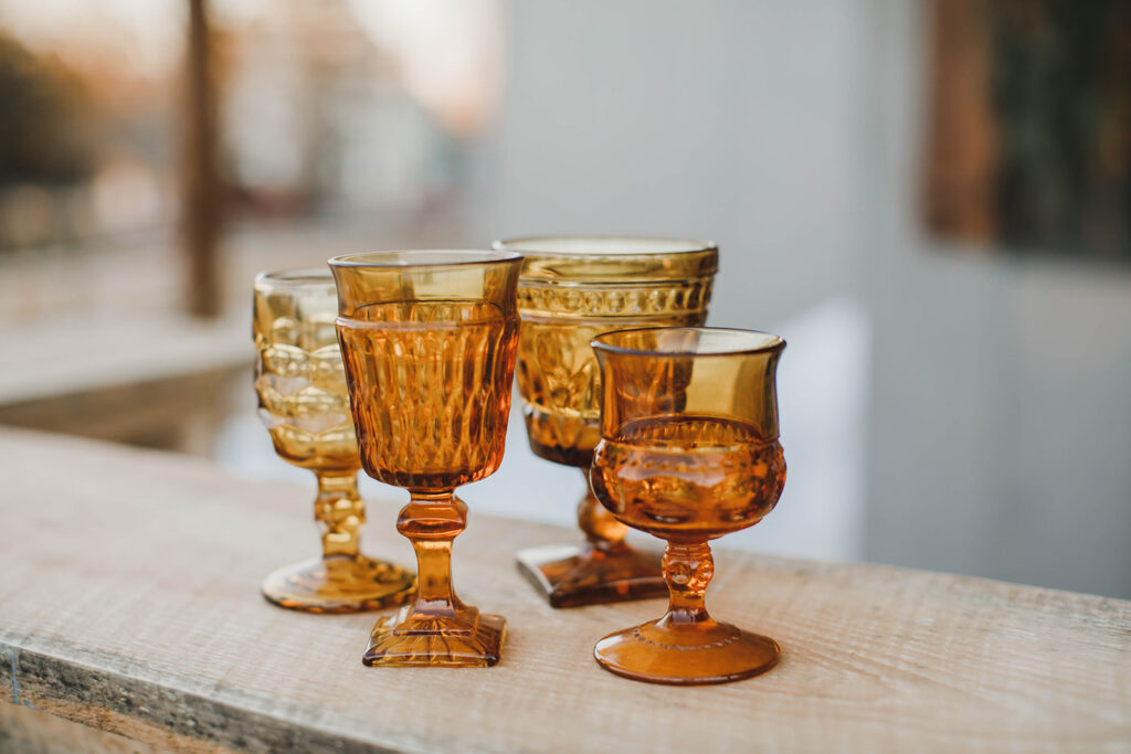 Amber Mismatched Vintage Goblet Rentals - A to Z Event Rentals, LLC.