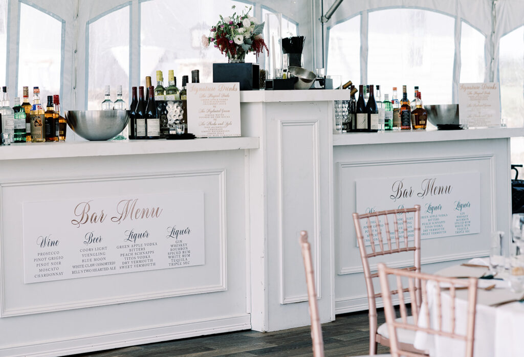 White Double Bar with Pillar - A to Z Event Rentals, LLC.