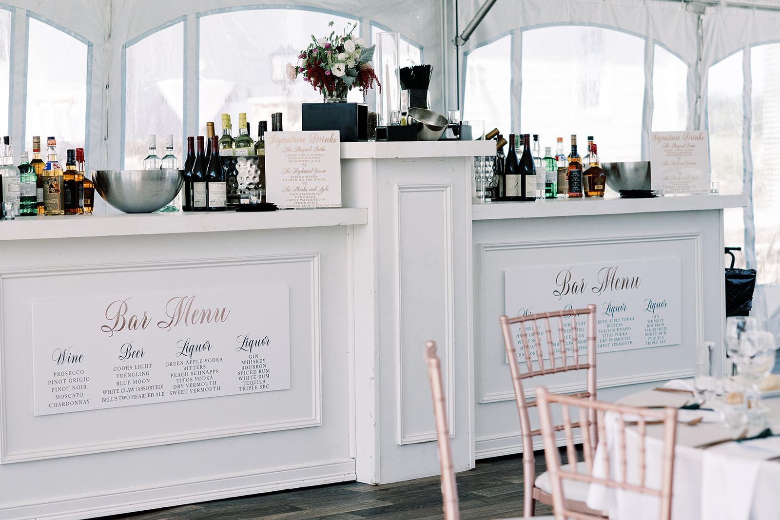 White Double Bar with Pillar - A to Z Event Rentals, LLC.