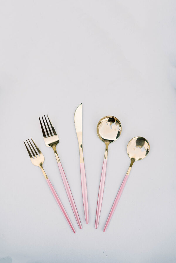 Azalea Pink and Gold Flatware Rentals - A to Z Event Rentals, LLC.
